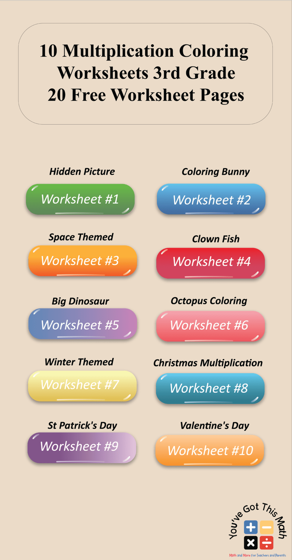 10 Free Multiplication Coloring Worksheets 3rd Grade