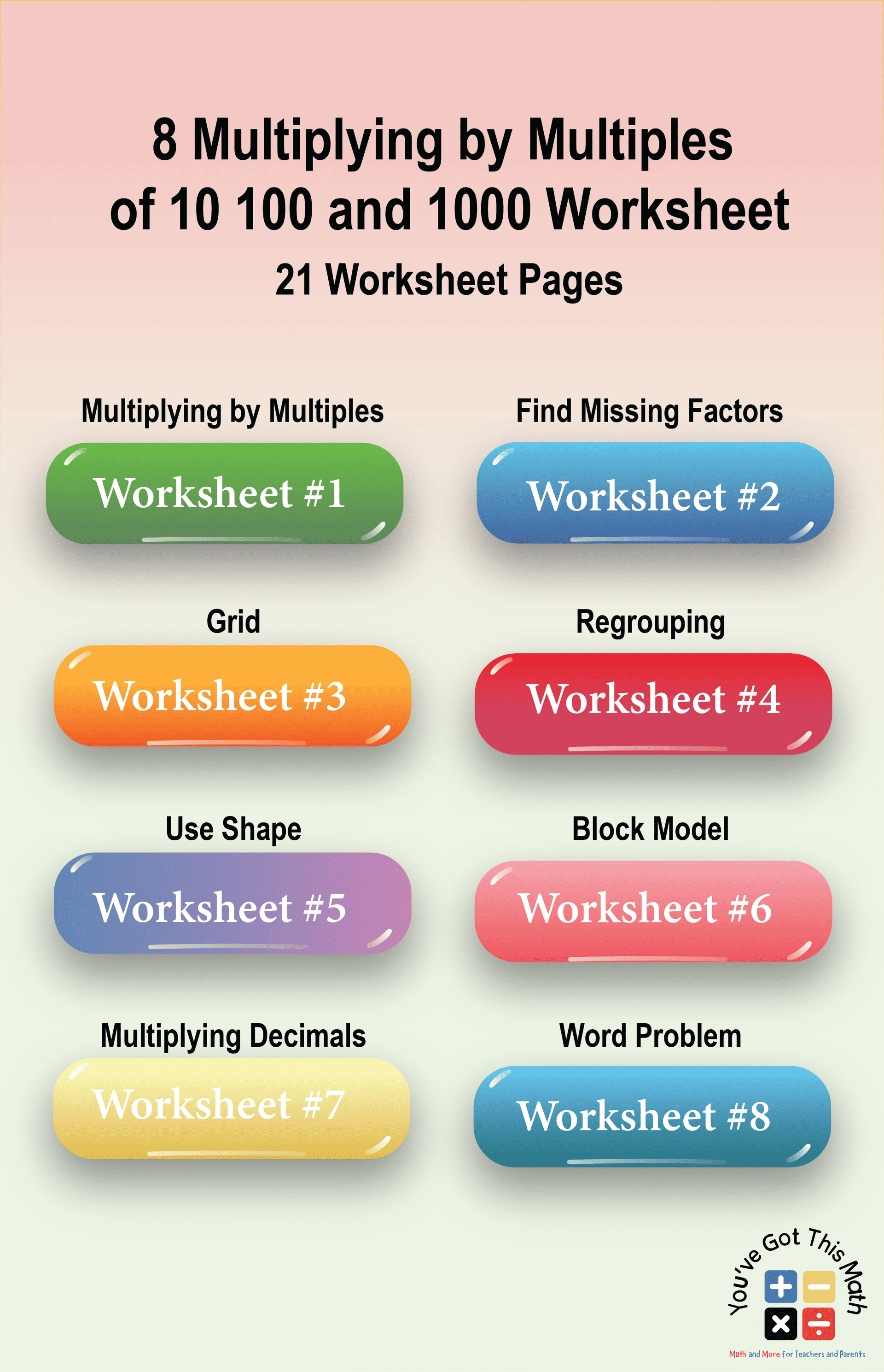 8 Free Multiplying By Multiples Of 10 100 And 1000 Worksheet