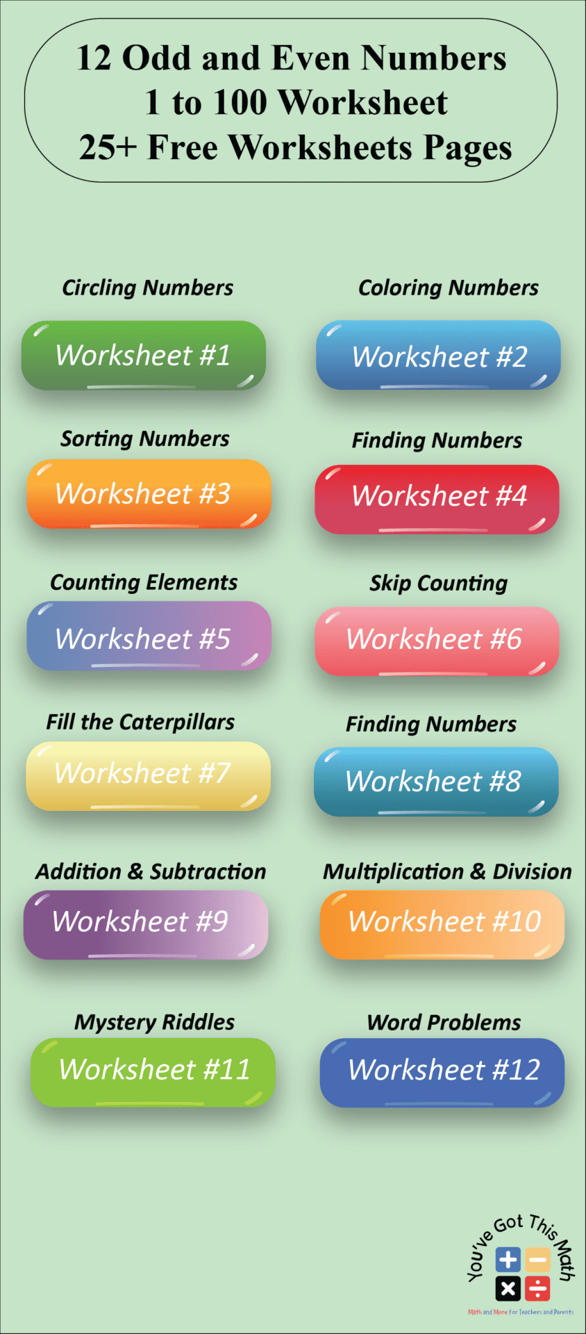 12 Free Odd and Even Numbers 1 to 100 Worksheet