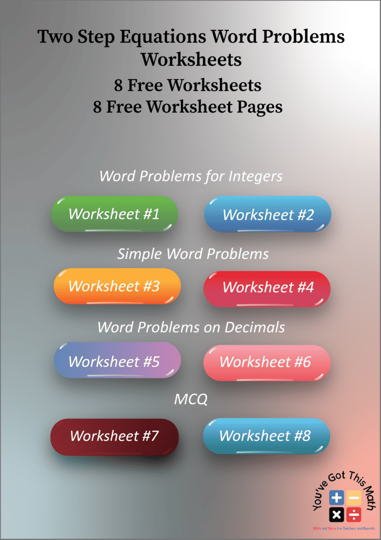 8 Free Two Step Equations Word Problems Worksheets
