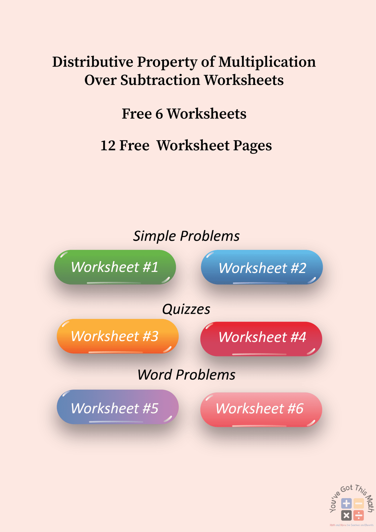 5+ Distributive Property of Multiplication Over Subtraction Worksheets