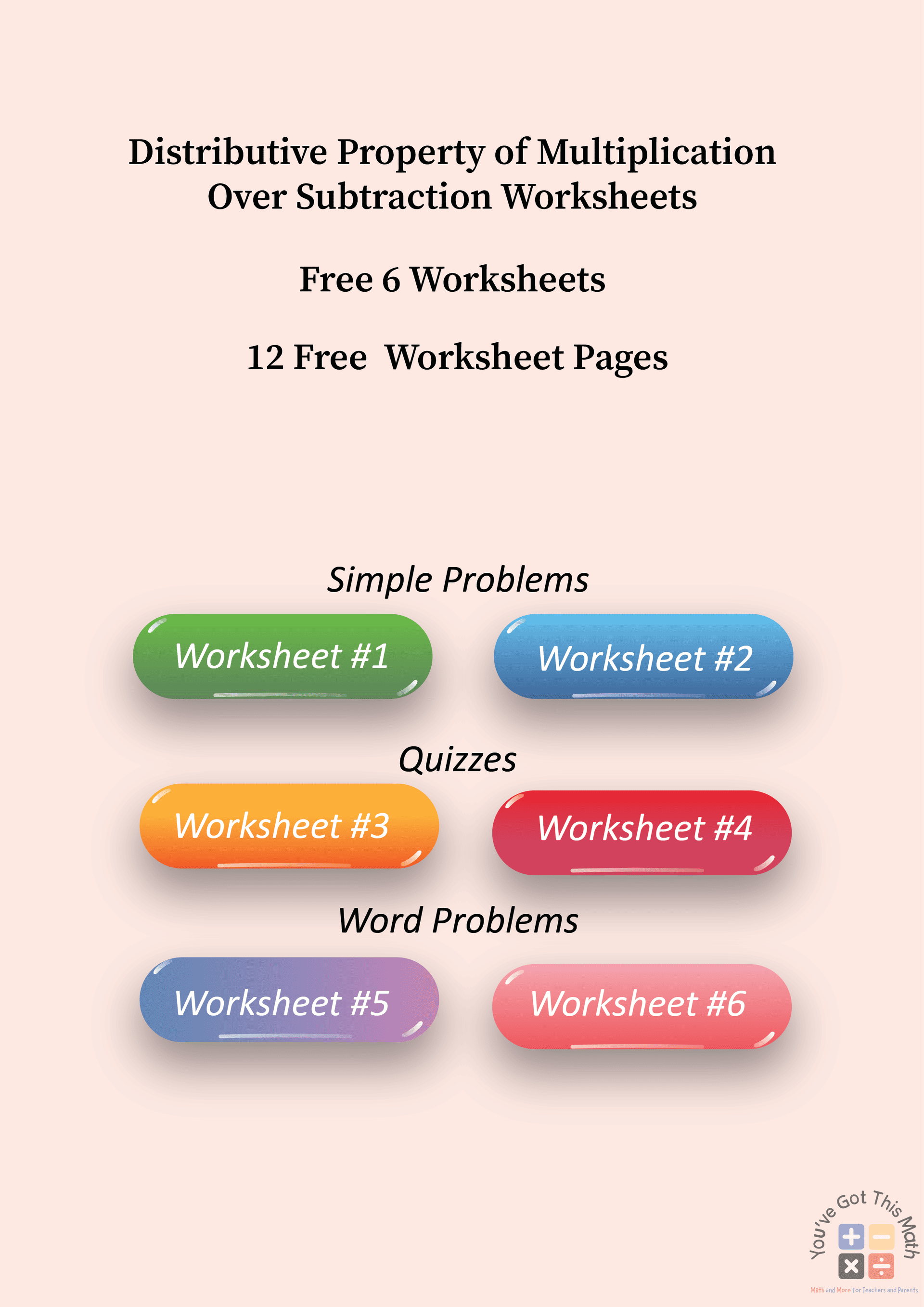 5 Distributive Property Of Multiplication Over Subtraction Worksheets
