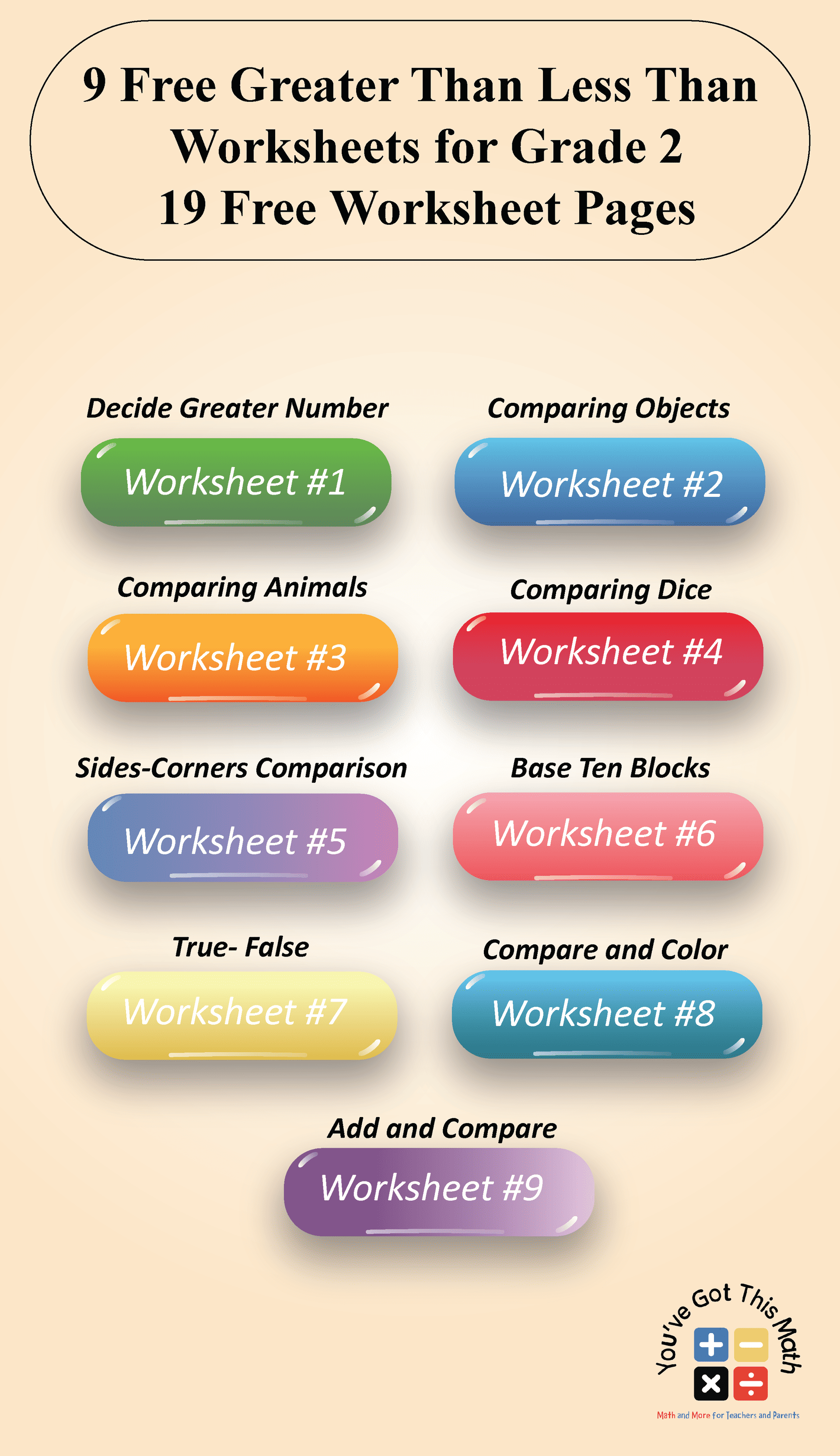 9 Free Greater Than Less Than Worksheets for Grade 2