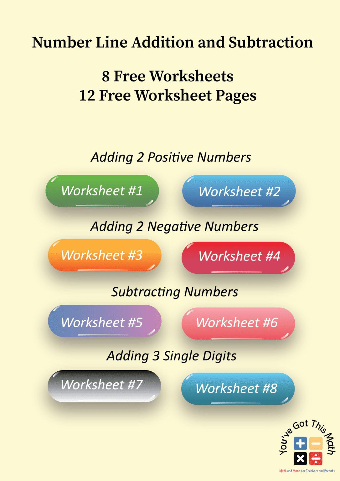 8 Free Number Line Addition and Subtraction Worksheets