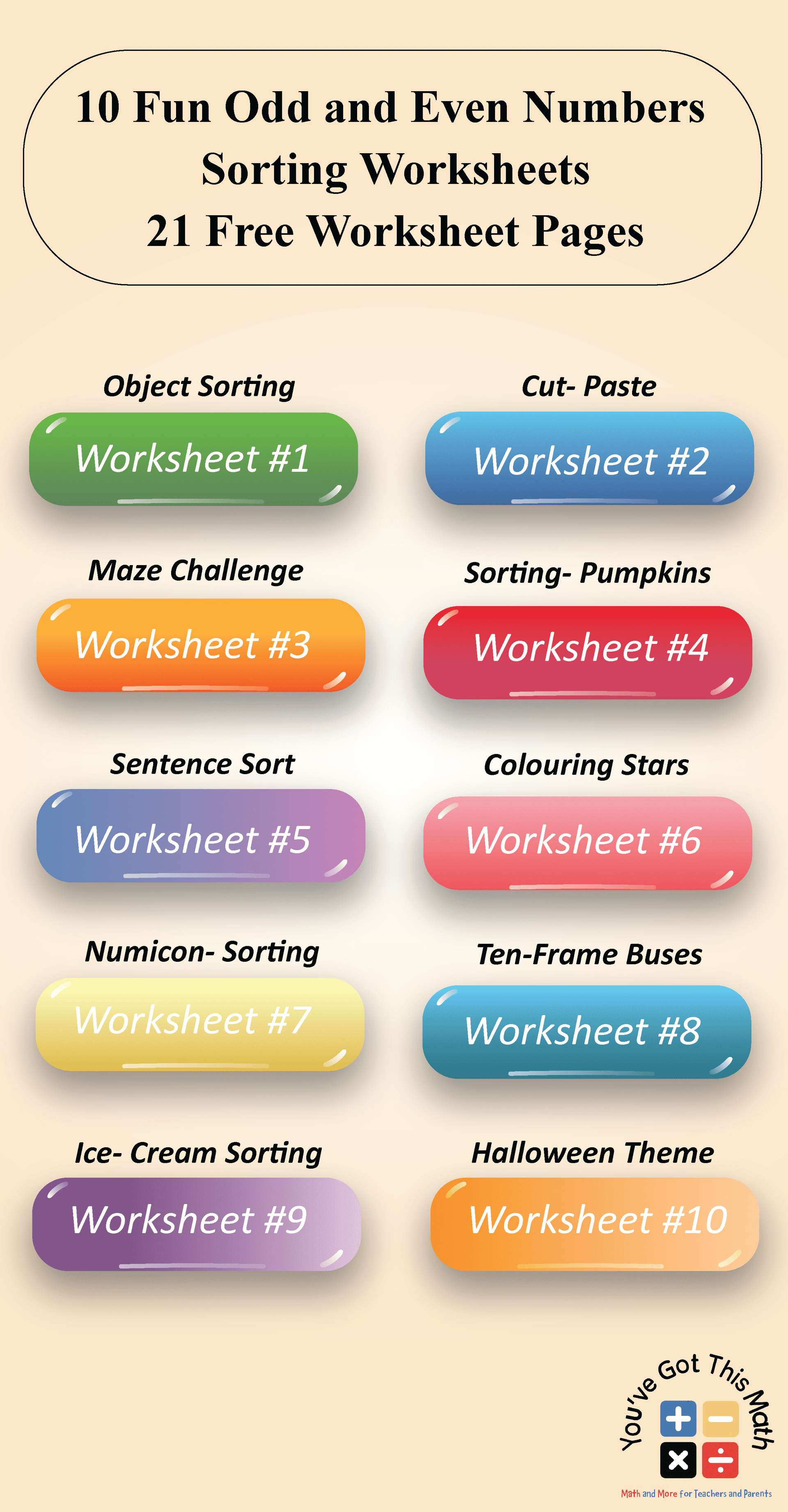 10 Fun Odd and Even Numbers Sorting Worksheets
