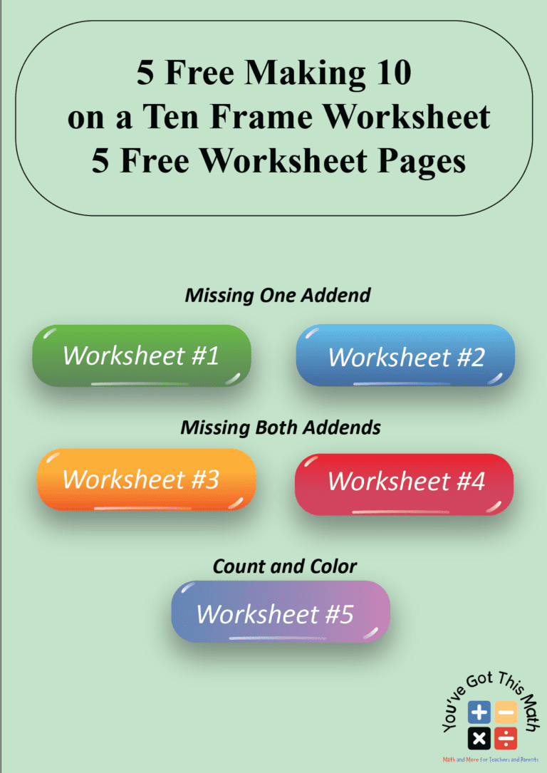 5 Free Worksheets on Making 10 on a Ten Frame