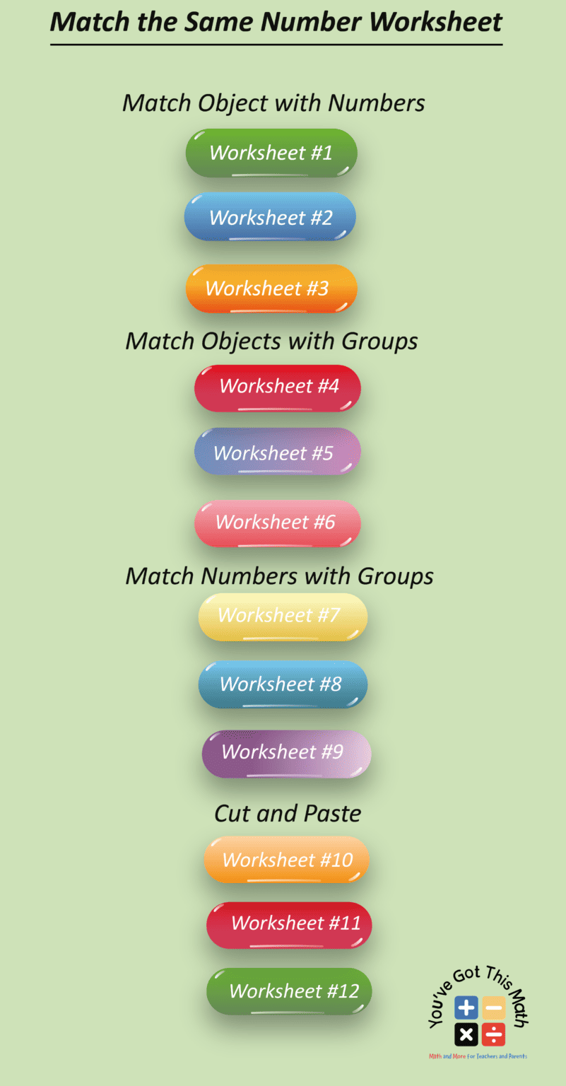 25+ Free Match the Same Number Worksheet Pages | Fun Activities