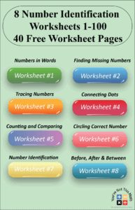 8 Free Number Identification Worksheets 1-100