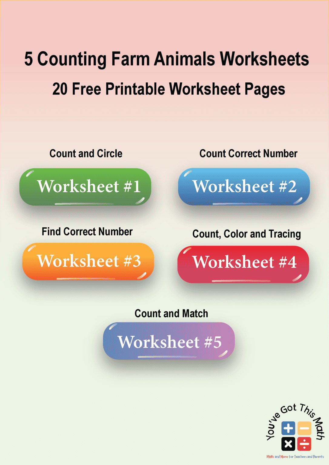 5 Free Counting Farm Animals Worksheets | Fun Activities