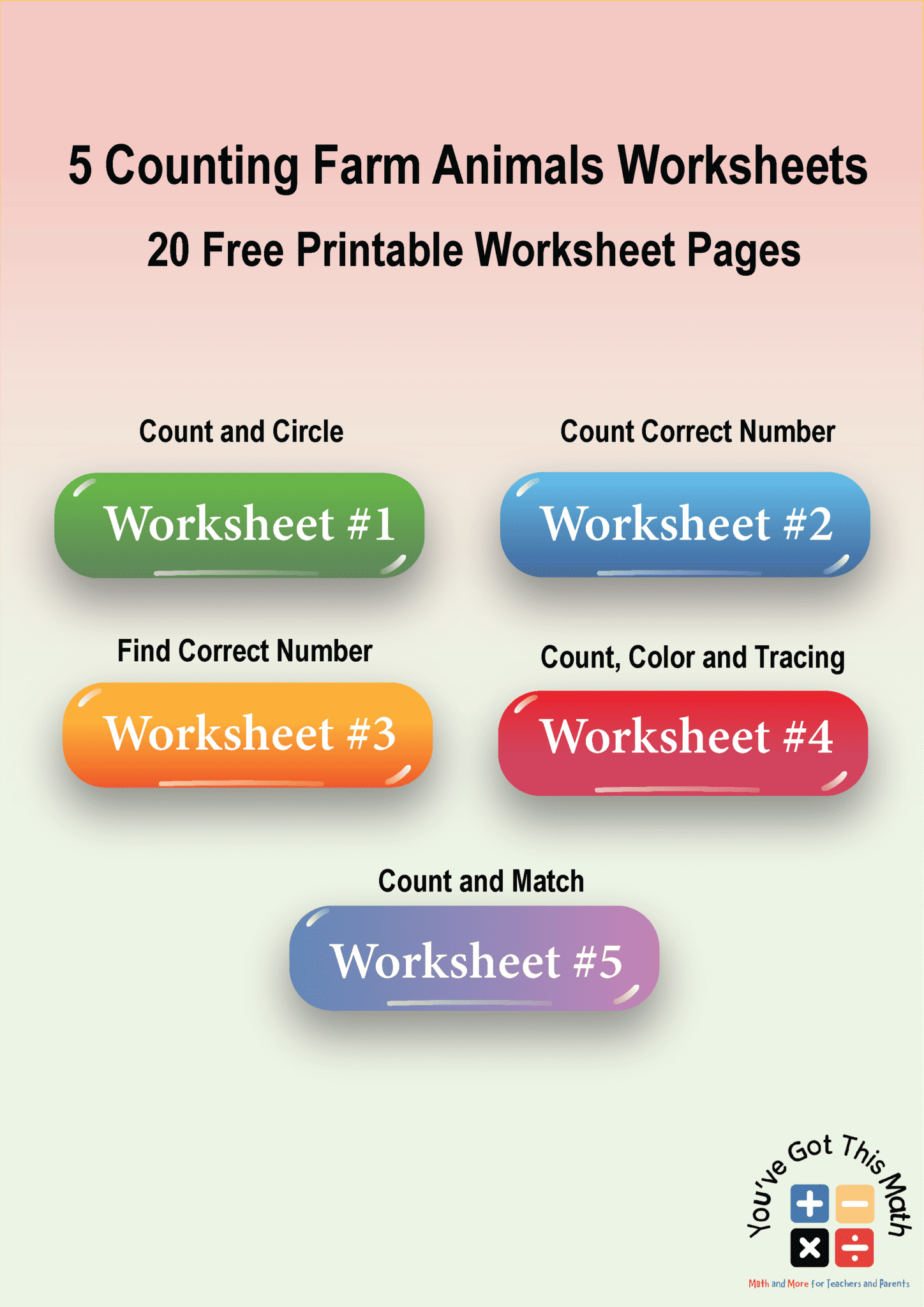 5 Free Counting Farm Animals Worksheets | Fun Activities