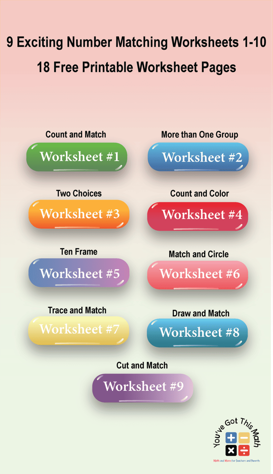 9 Exciting Number Matching Worksheets 1-10 | Free Printable
