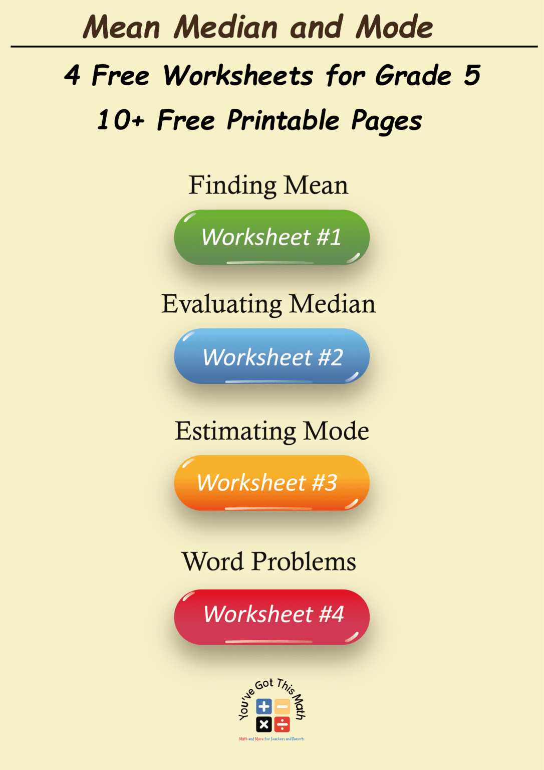 Mean Median Mode Worksheets Grade 5 | 10+ Free Pages