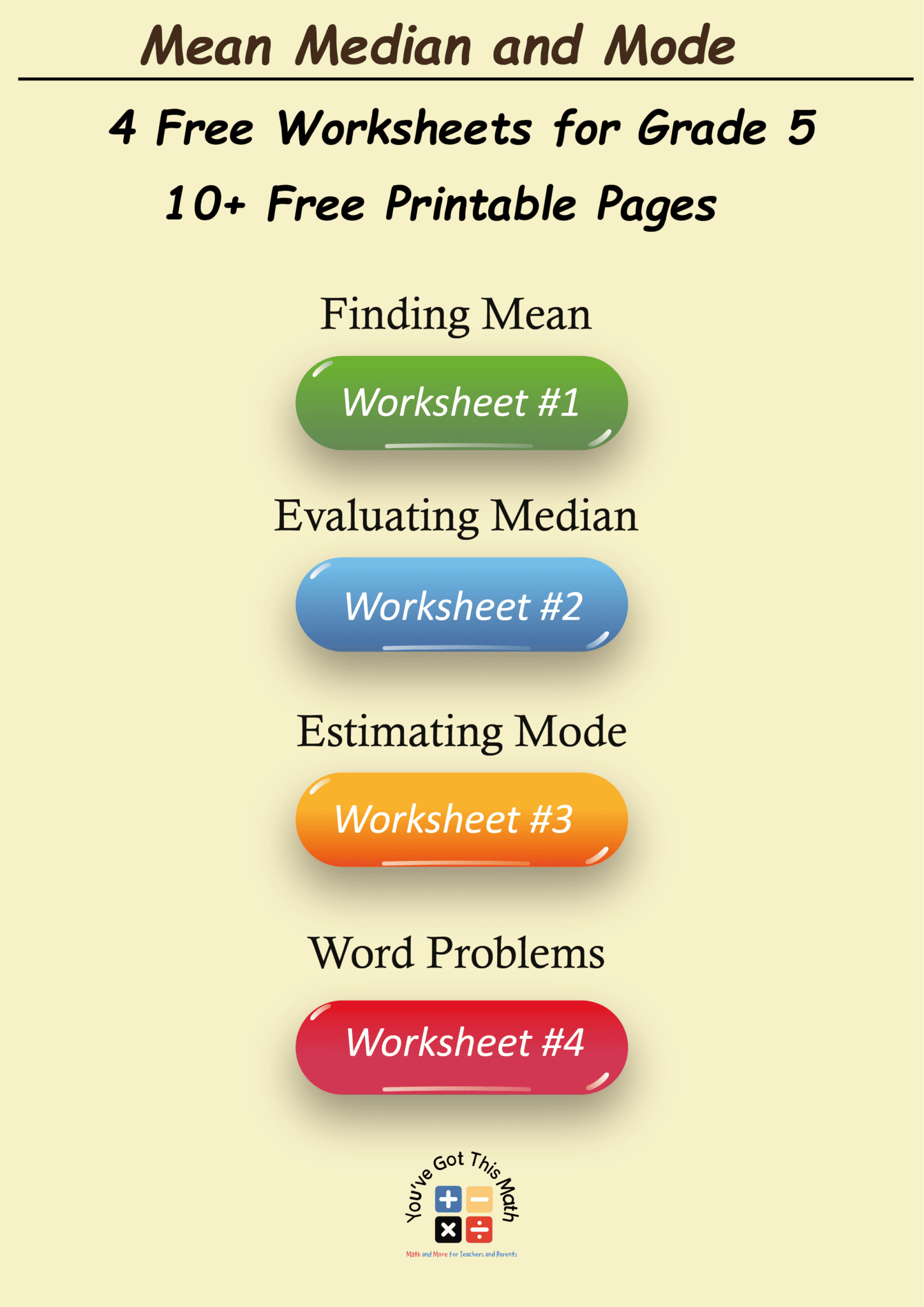 Mean Median Mode Worksheets Grade 5 | 10+ Free Pages