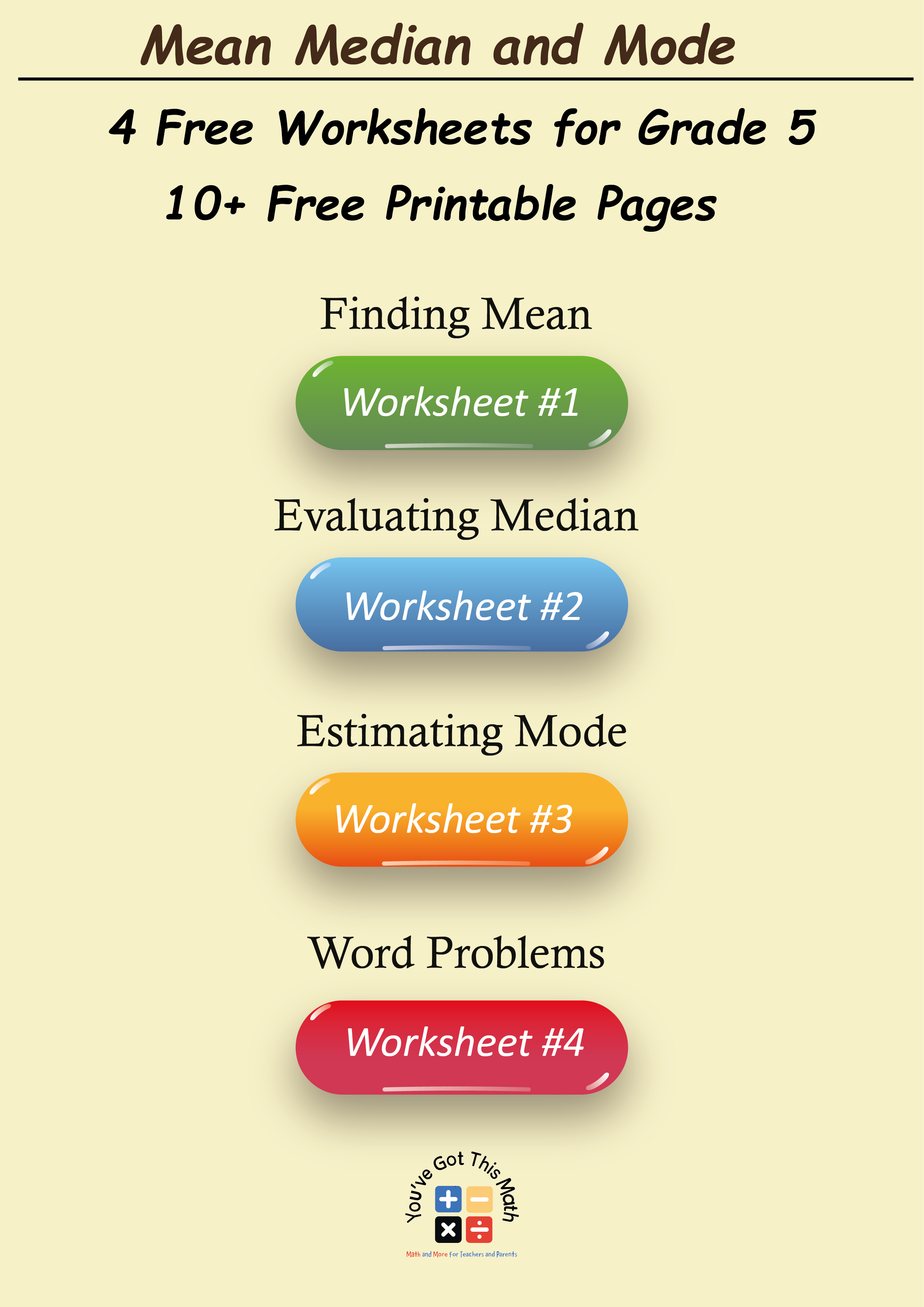 Mean Median Mode Worksheets Grade 5 10 Free Pages