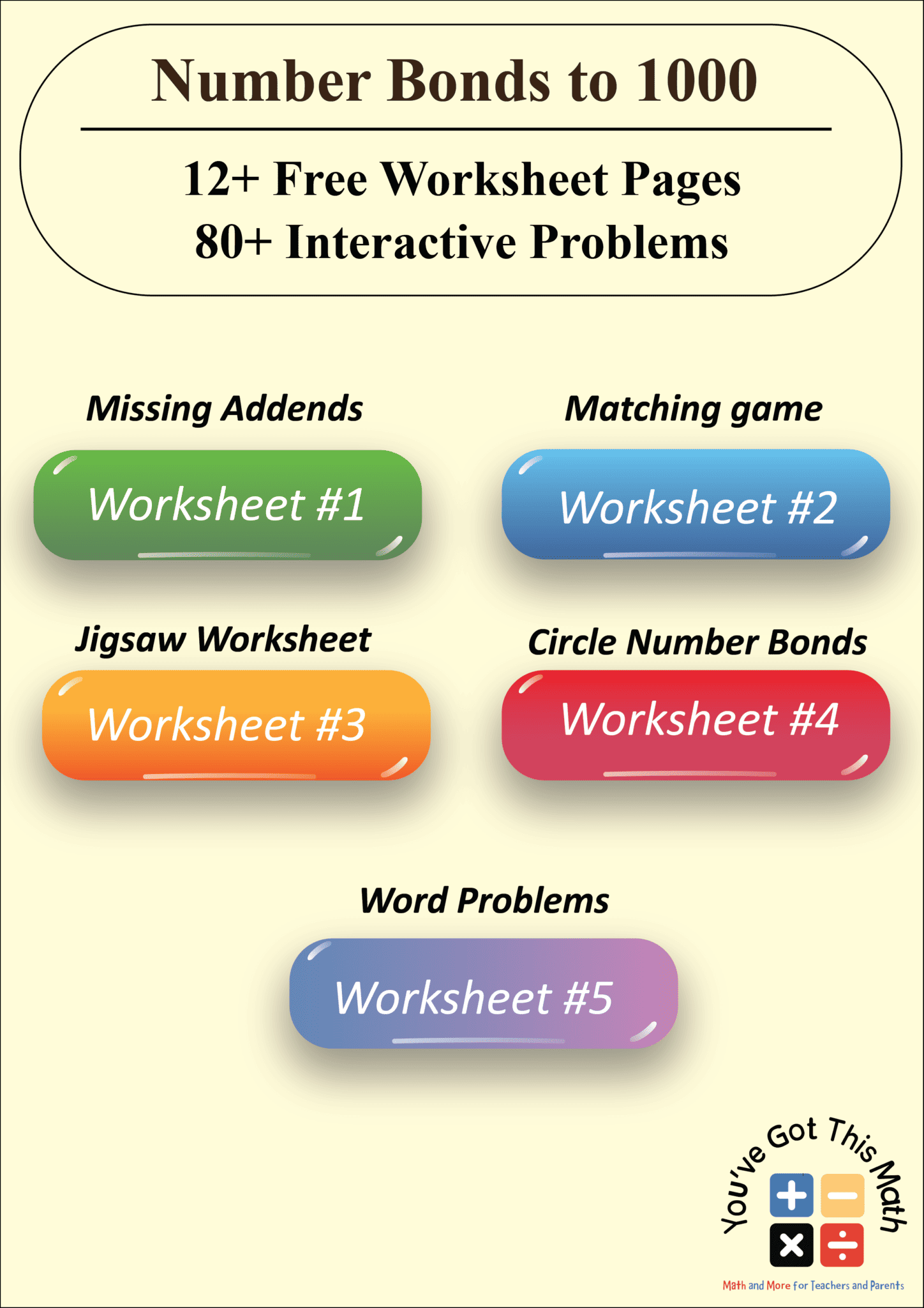 15+ Number Bonds to 1000 Worksheet Pages | 80+ Free Problems