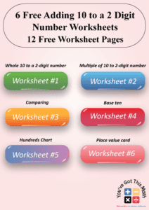 6 Free Adding 10 to a 2 Digit Number Worksheets