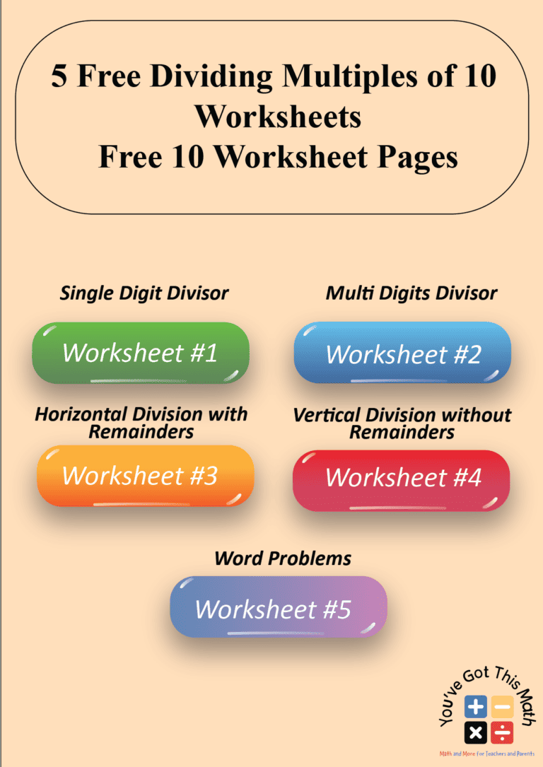 5 Free Dividing Multiples of 10 Worksheets