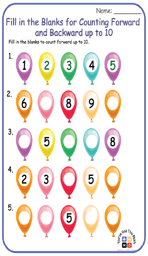 10+ Free Counting Forward and Backward Worksheets