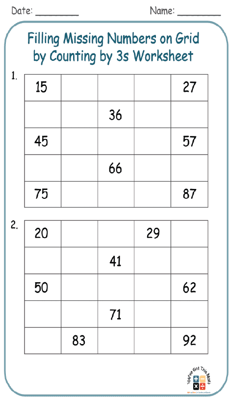 30 Counting by 3s Worksheets | Free Printable