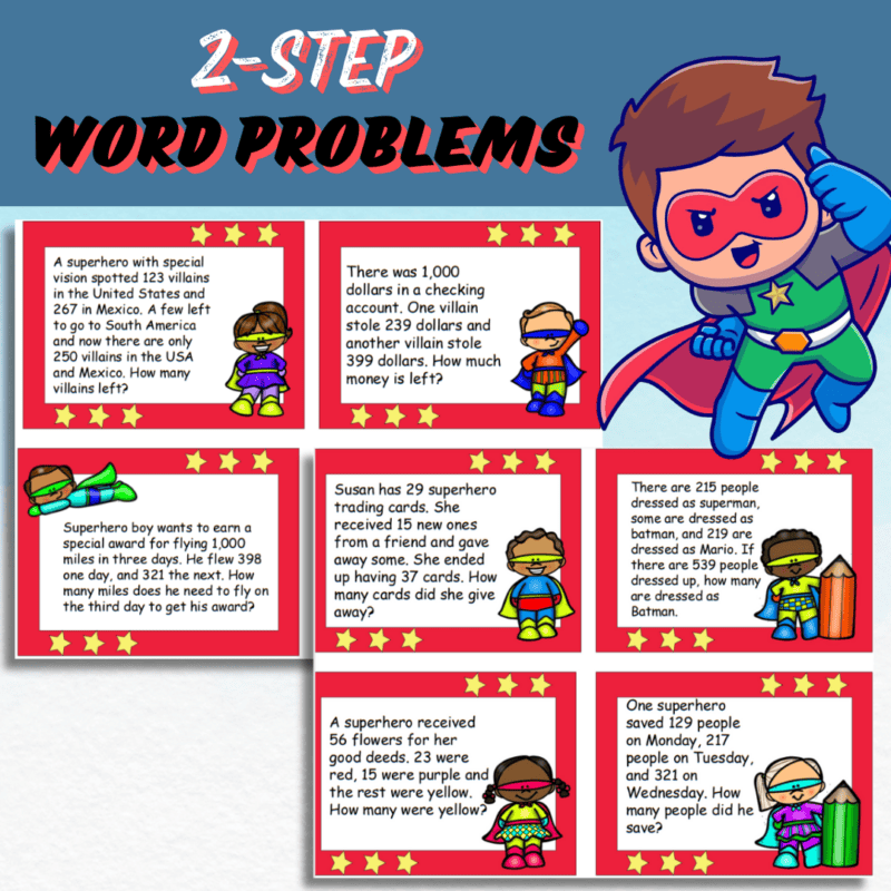 2-Step Superhero Word Problems | Free Printable