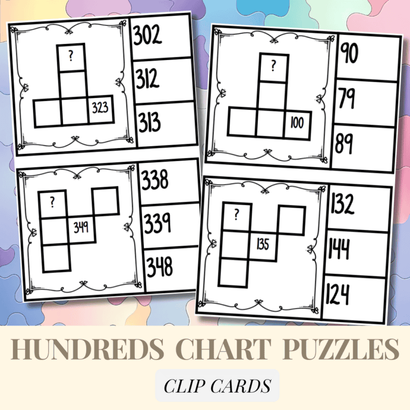 Hundreds Chart Puzzles Clip Cards | Free Printable