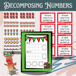 Decomposing Numbers 10-Frame Christmas Worksheets | Free Printable