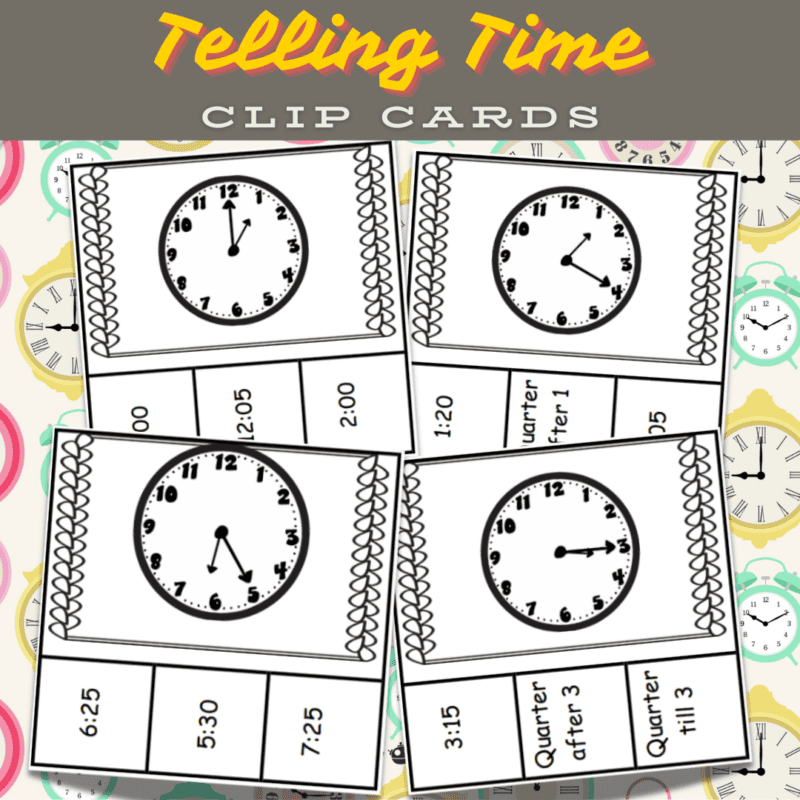 Telling Time Clip Cards | Free Printable